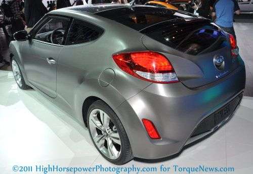 The driver's side rear view of the 2012 Hyundai Veloster | Torque News